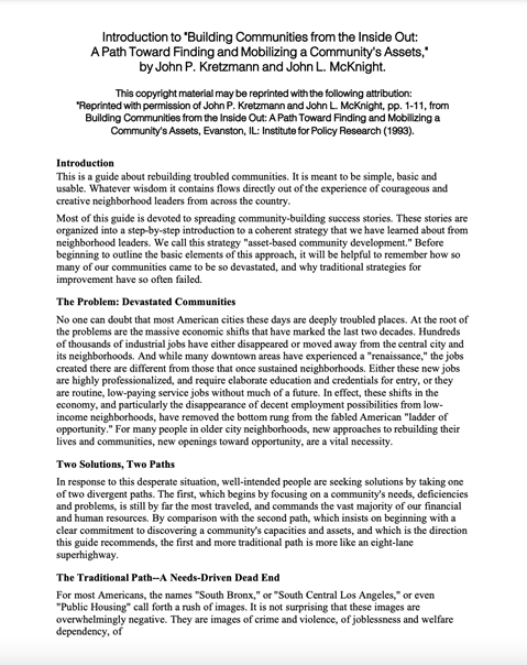 Introduction to "Building Communities from the Inside Out: A Path ...